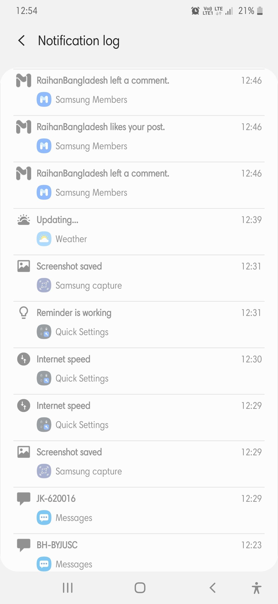 Quick setting tiles - Samsung Members