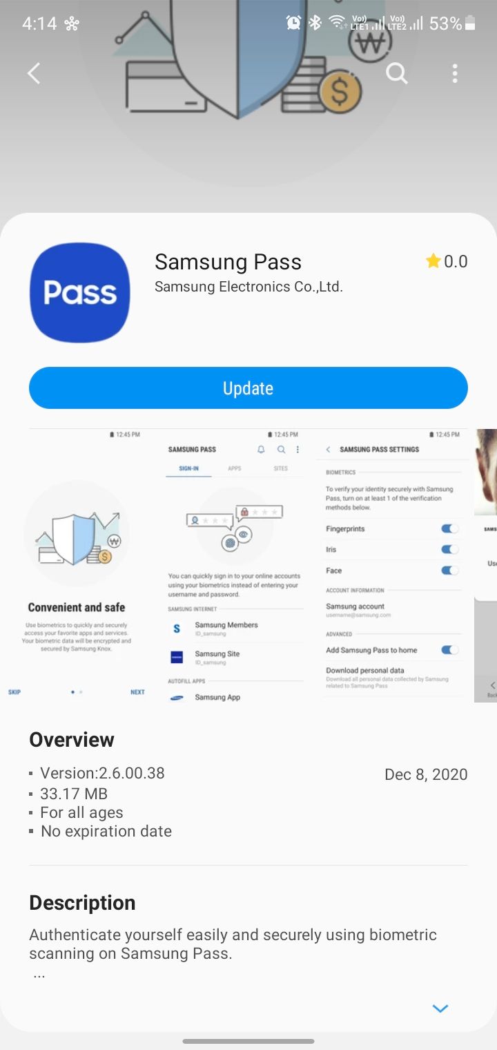 Samsung Pass apps update available - Samsung Members