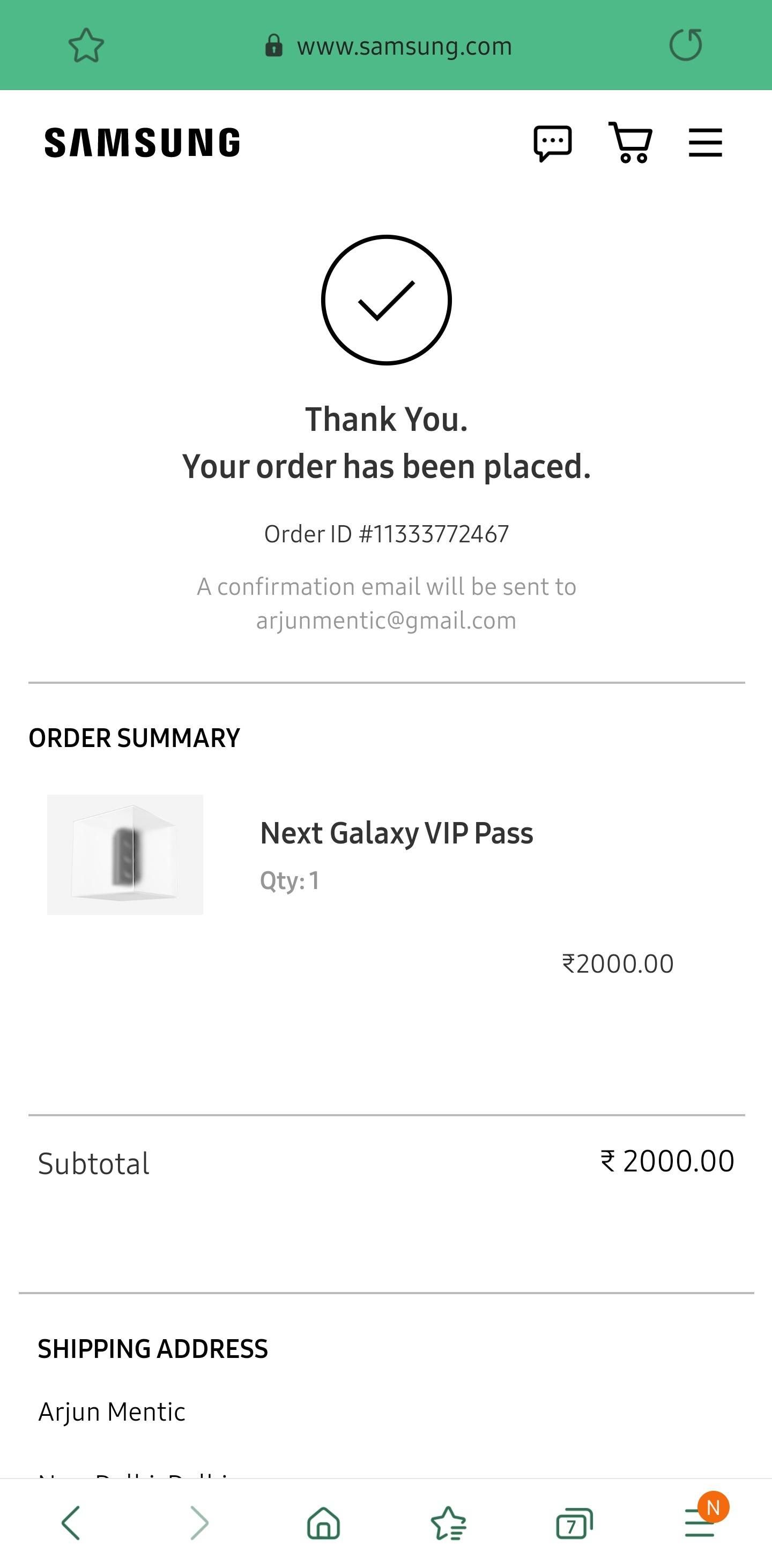 first time purchased next galaxy vip pass - Samsung Members