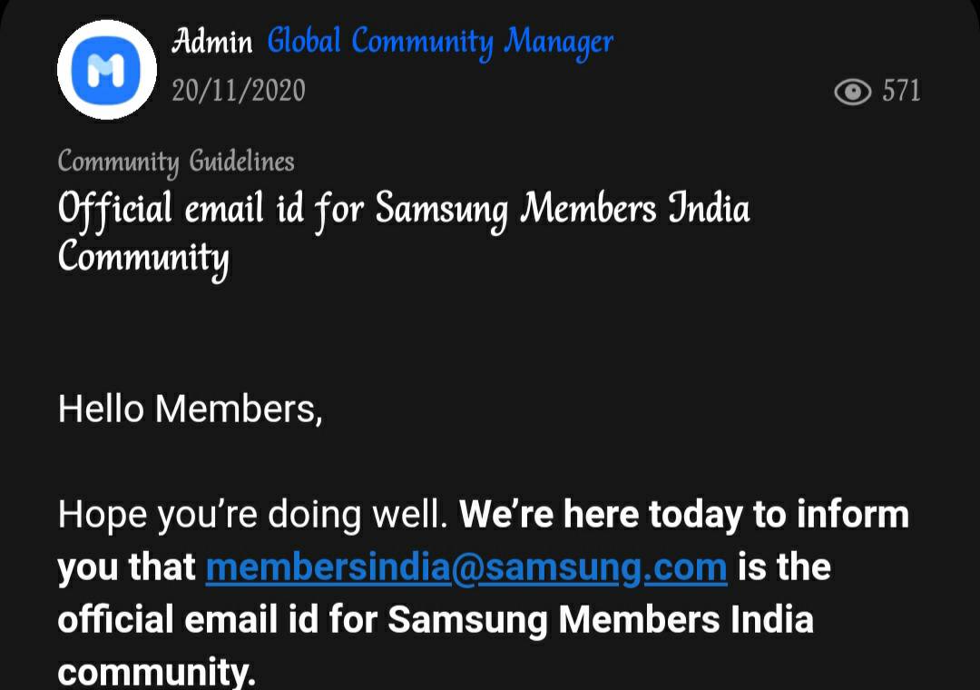 official Email Id for your unsolved query - Samsung Members