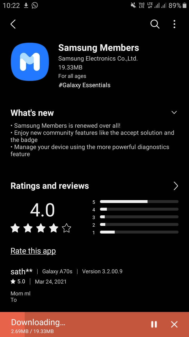 Samsung Members app update available - Samsung Members