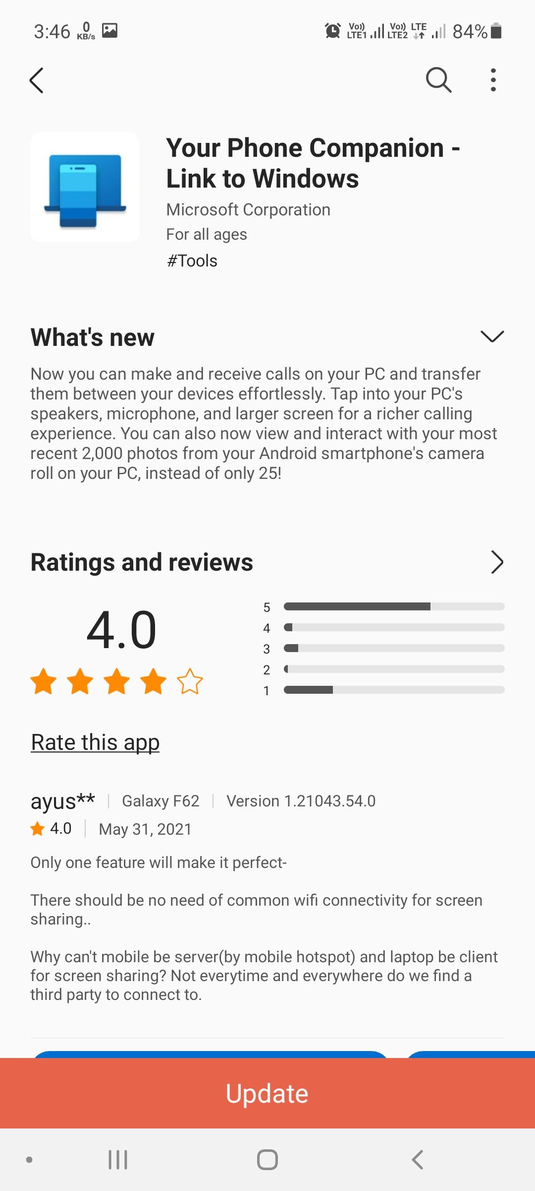 Your phone companion - Link to windows app update - Samsung Members