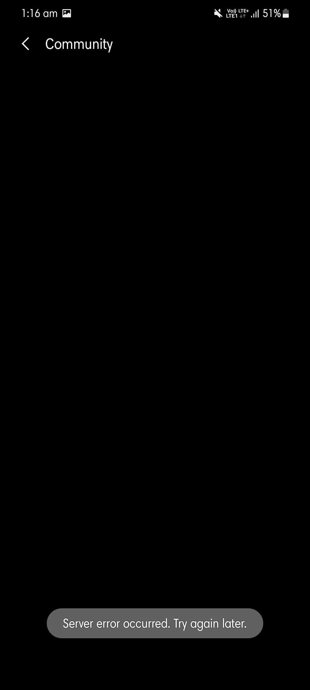 Yesterday night, server error (samsung members)app - Samsung Members