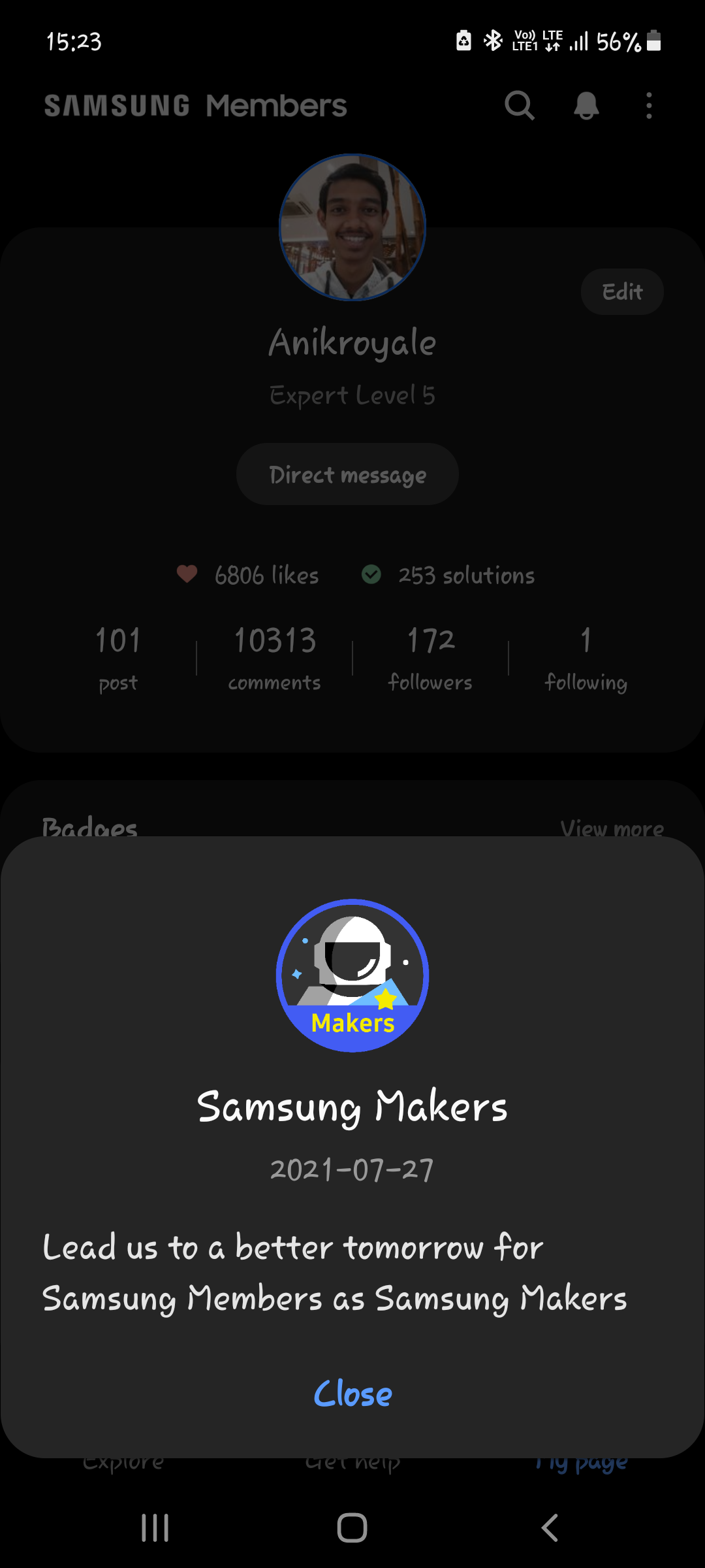 Samsung Makers badge. - Samsung Members