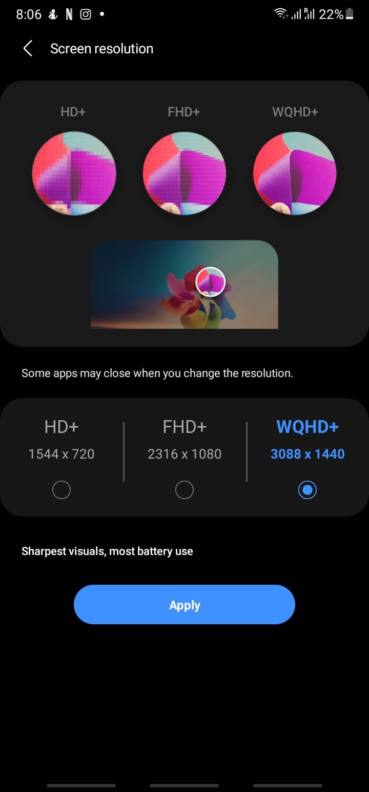 Screen resolution - Samsung Members