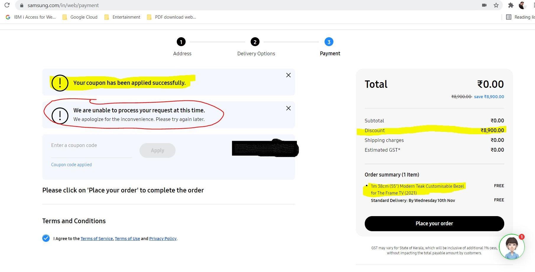 Unable to Redeem Free Bezels after the Purchase of... - Samsung Members