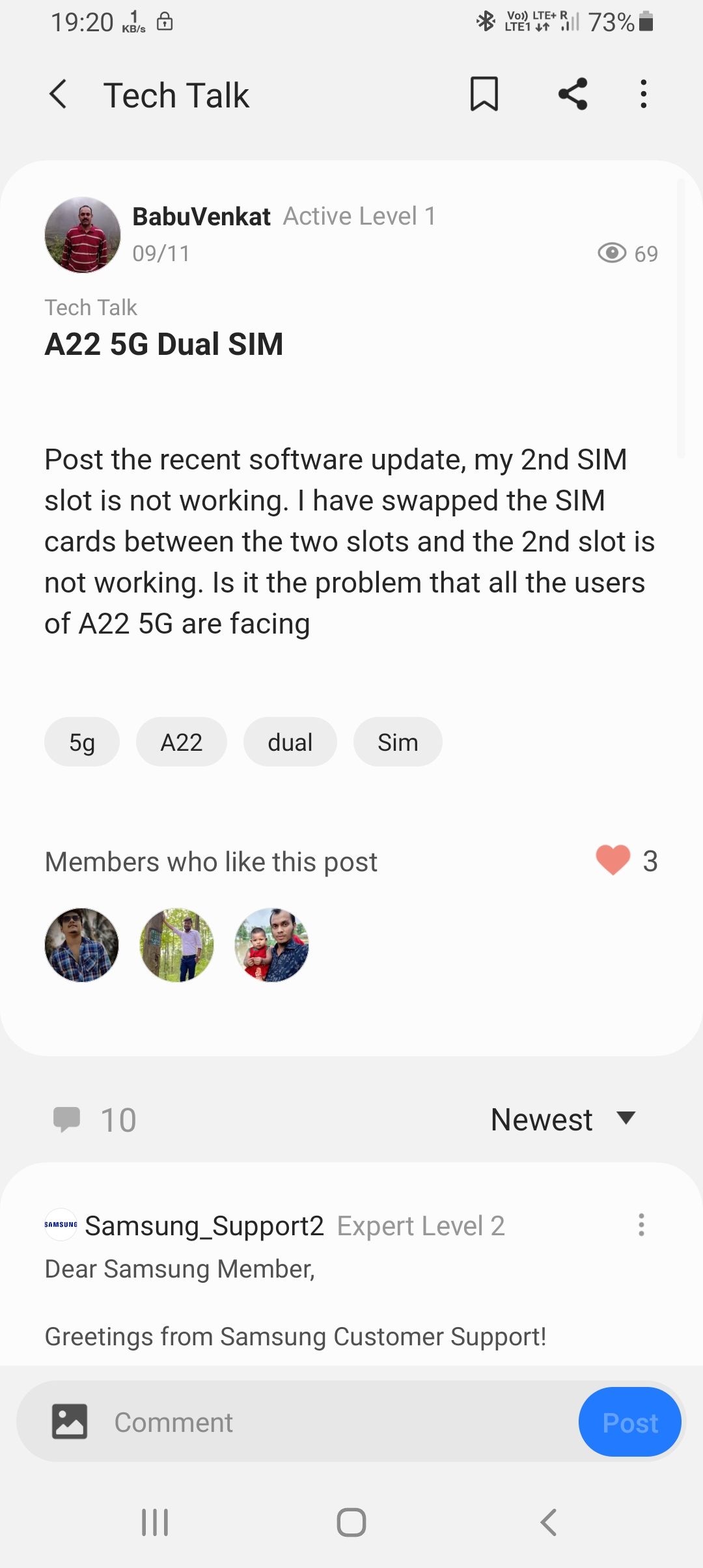 Samsung a22 5g Bug Problems - Samsung Members