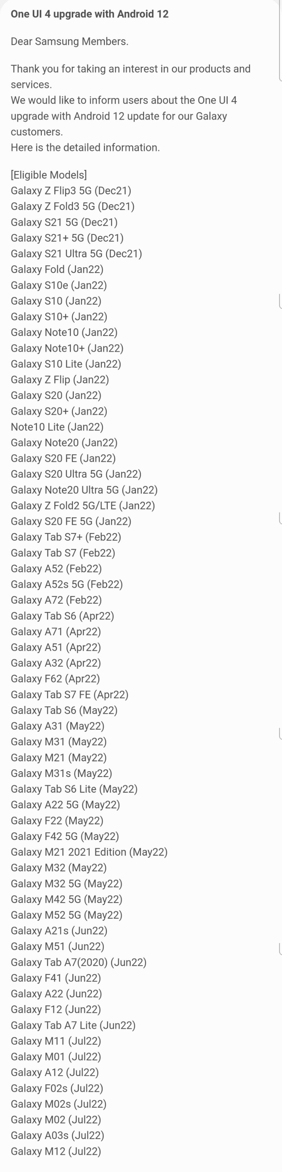 One Ul 4 upgrade with Android 12 Raodmap - Samsung Members