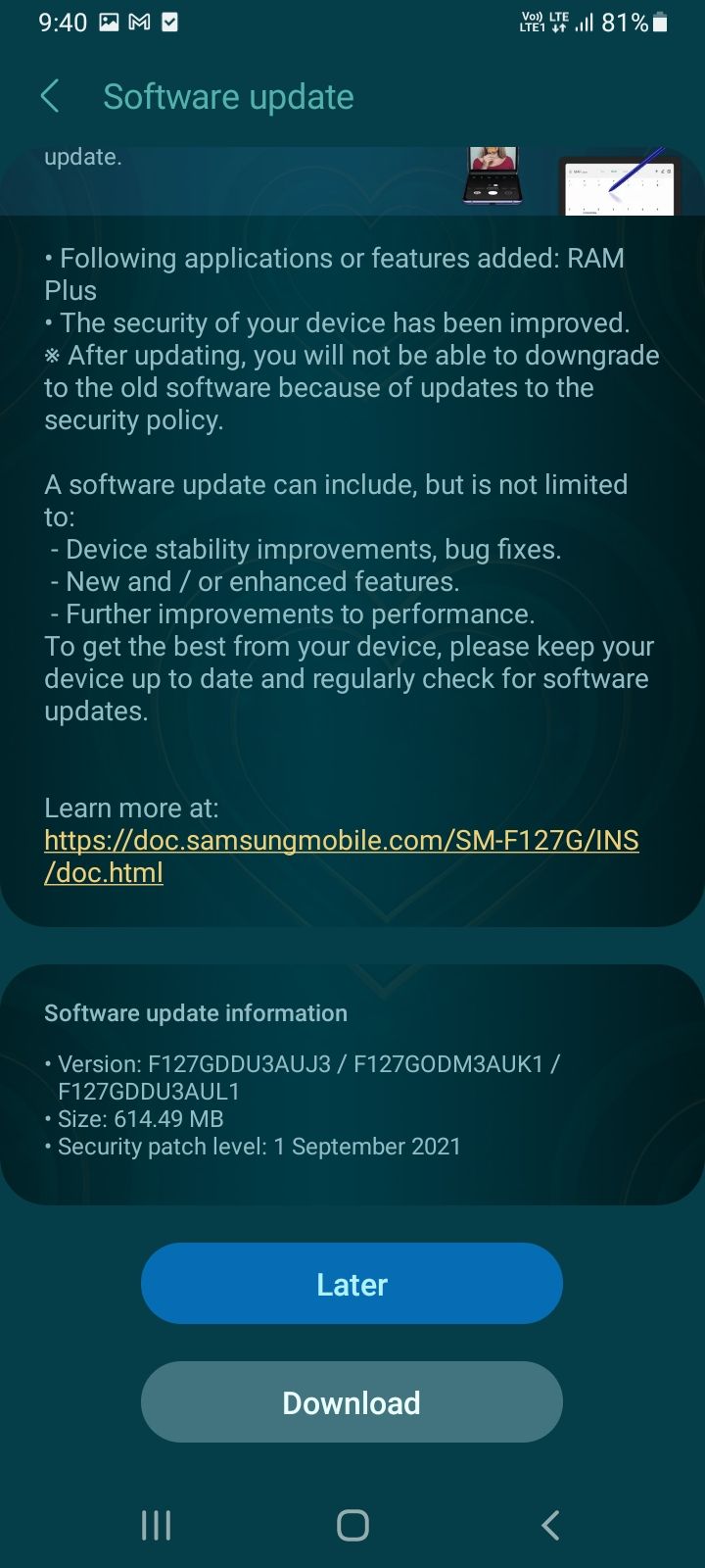 Galaxy F12 software update. - Samsung Members