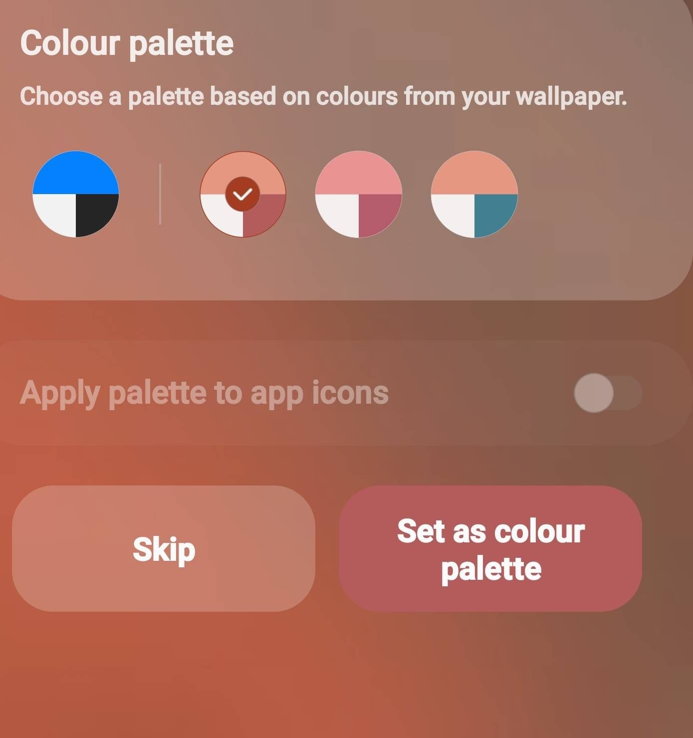 Unable to apply colour palette to app icons. - Samsung Members