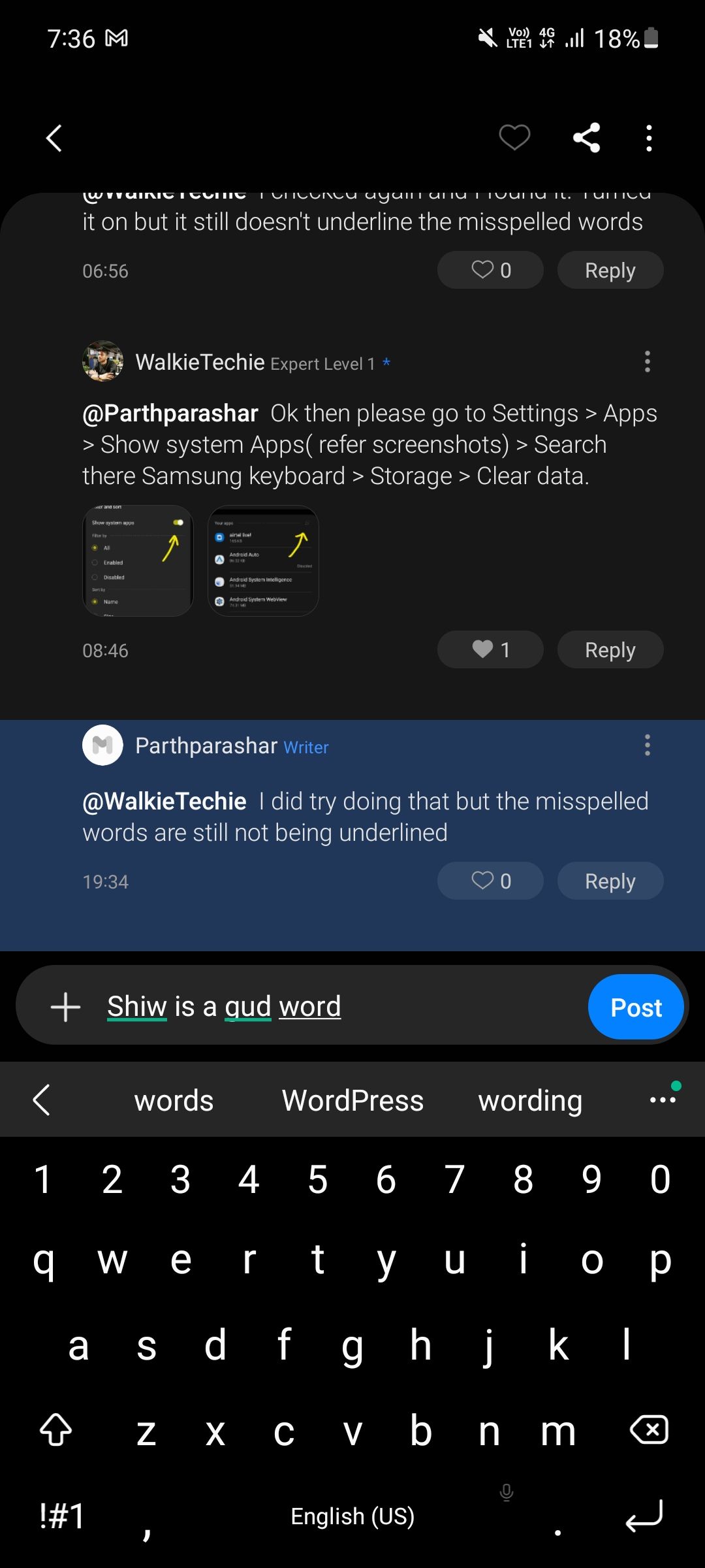Spelling correction - Samsung Members