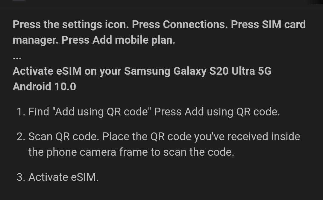 Solved: S20 plus 5g howe to add esim - Samsung Members