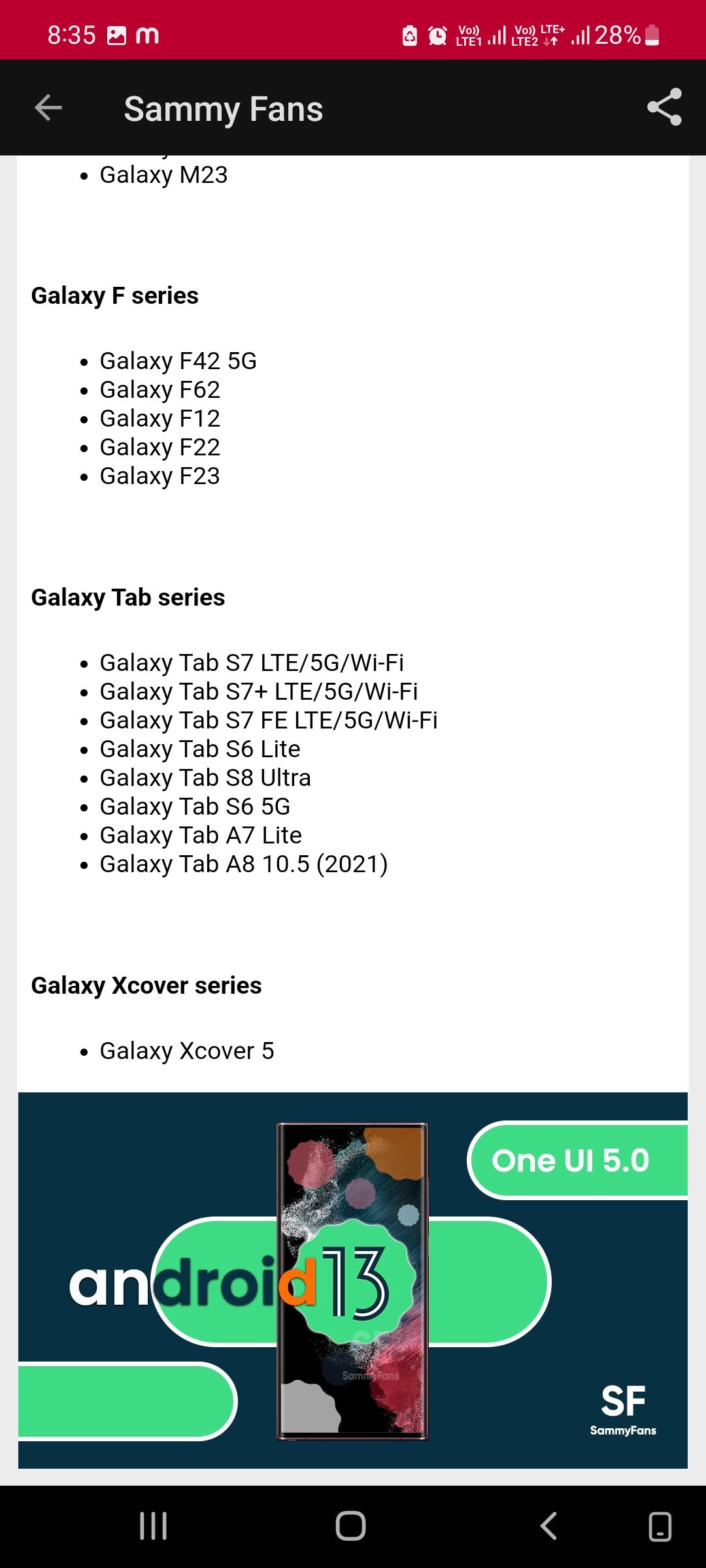 Android 13 update list - Samsung Members