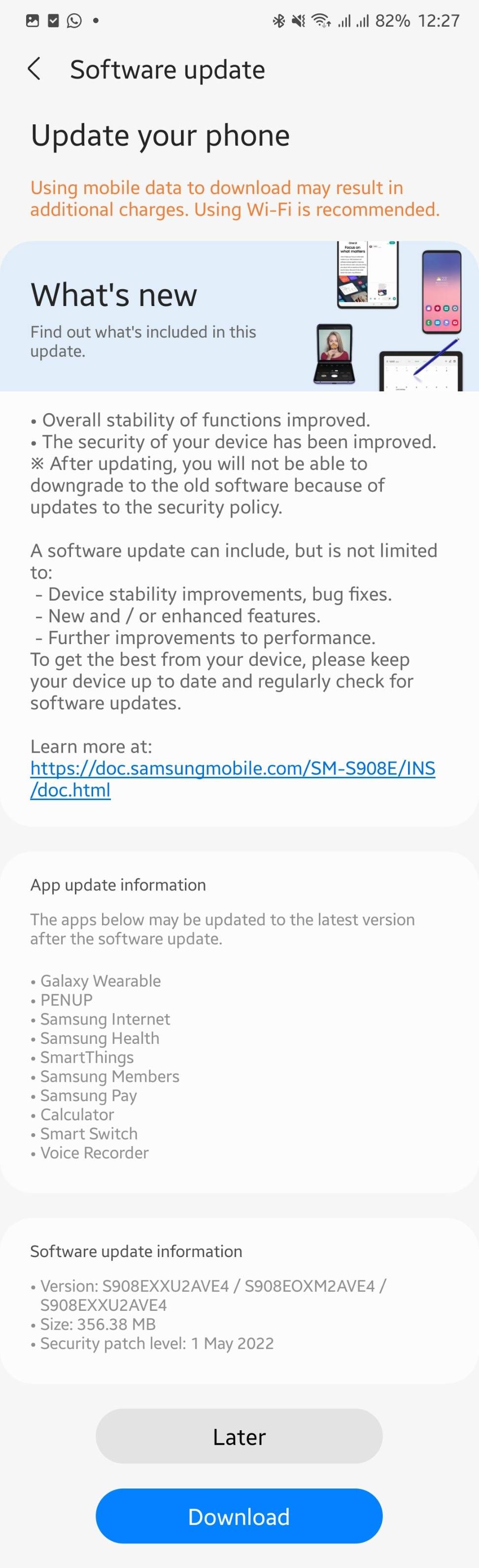 Software update available for S22 Ultra - Samsung Members