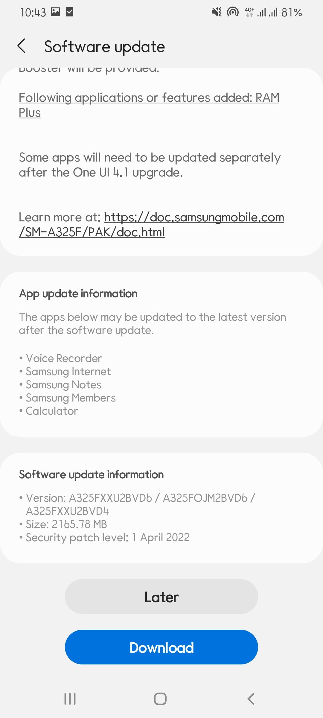 A32 Vietnam received update - Samsung Members