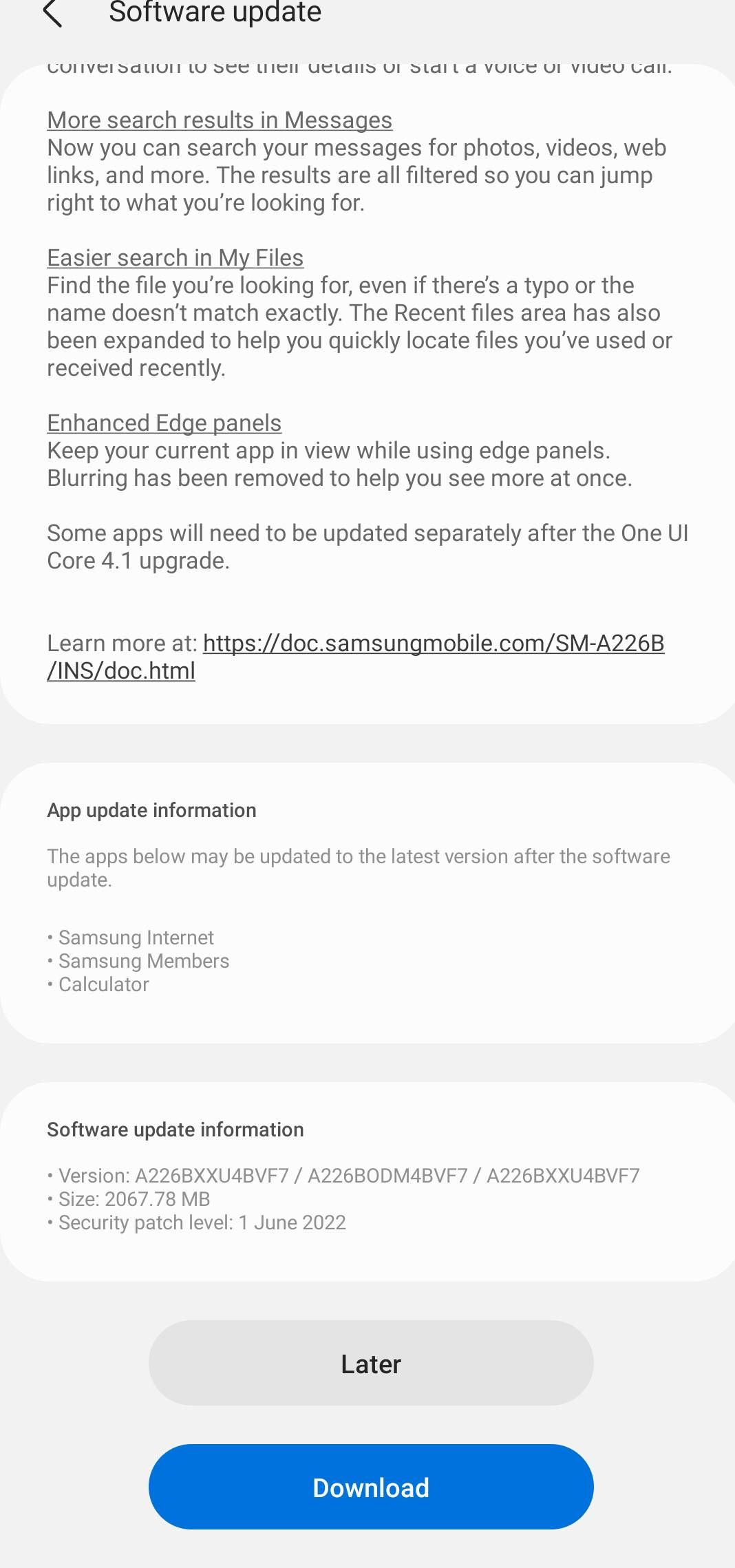 A22 5g Android 12 update released - Samsung Members