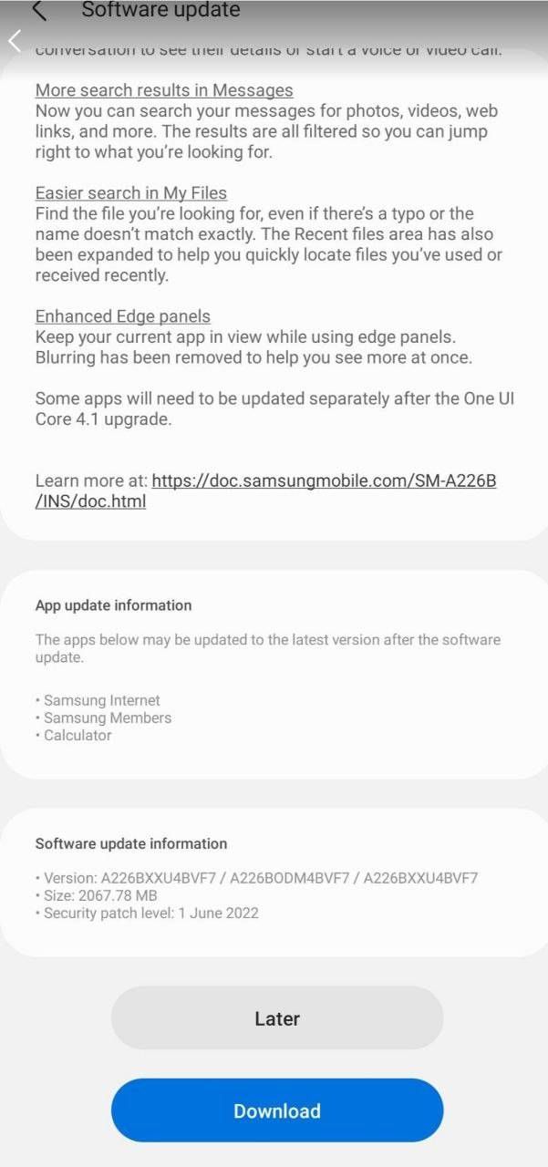 Samsung A22 5G One Ui 4.0 Android 12 New Update Fe... - Samsung Members
