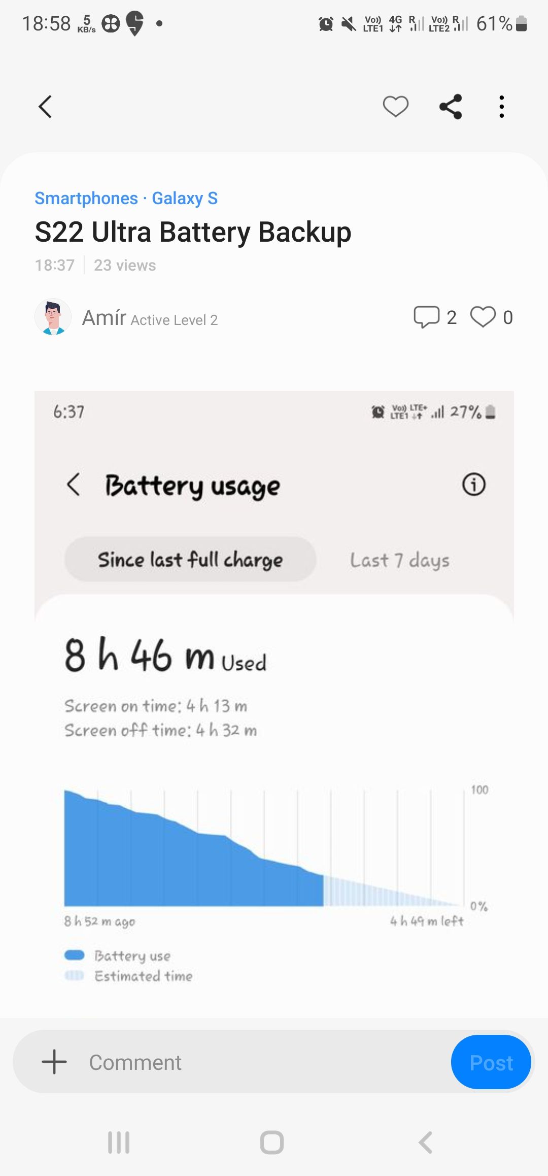 S22 ultra battery usage - Samsung Members