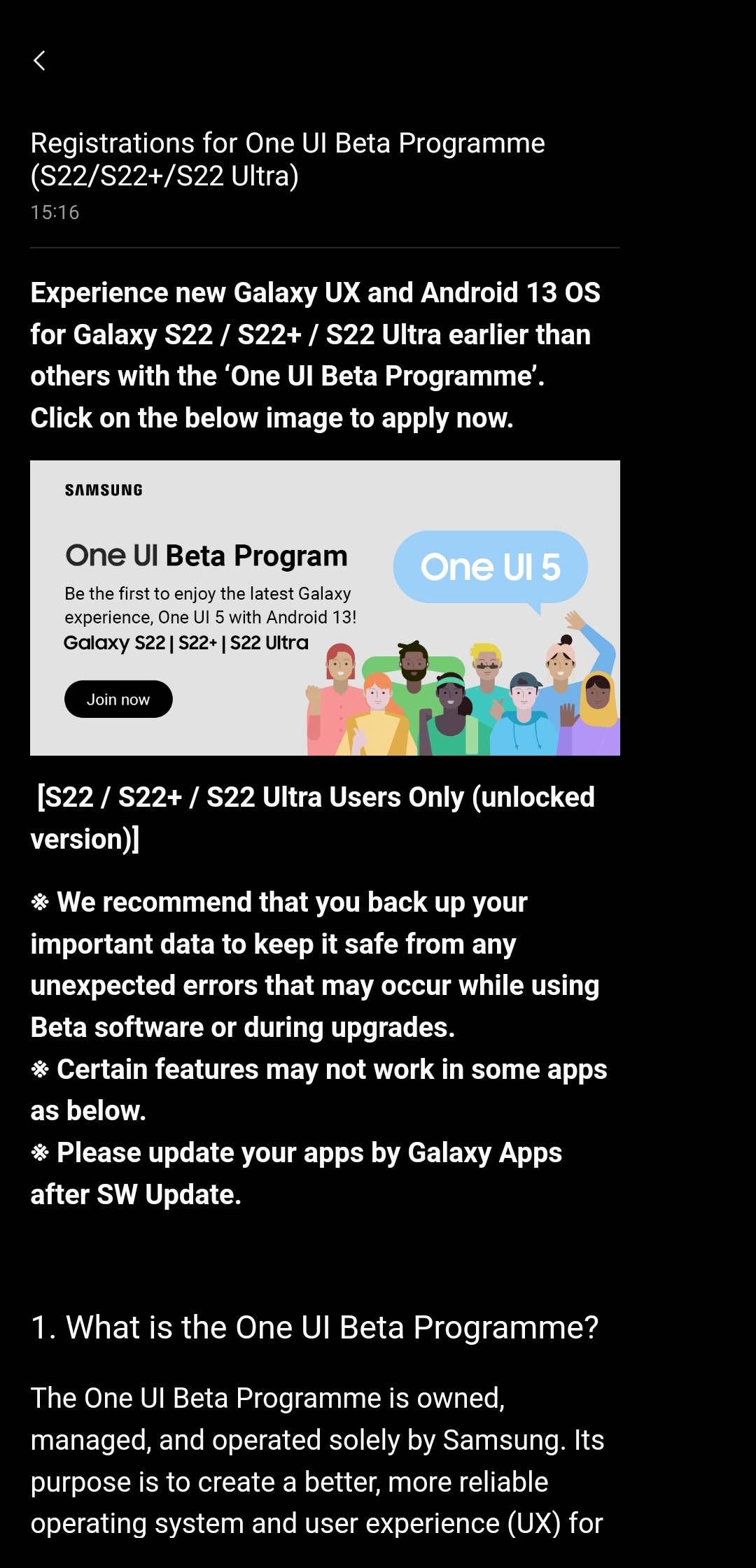 One Ui 5 Beta live in India check Banners - Samsung Members