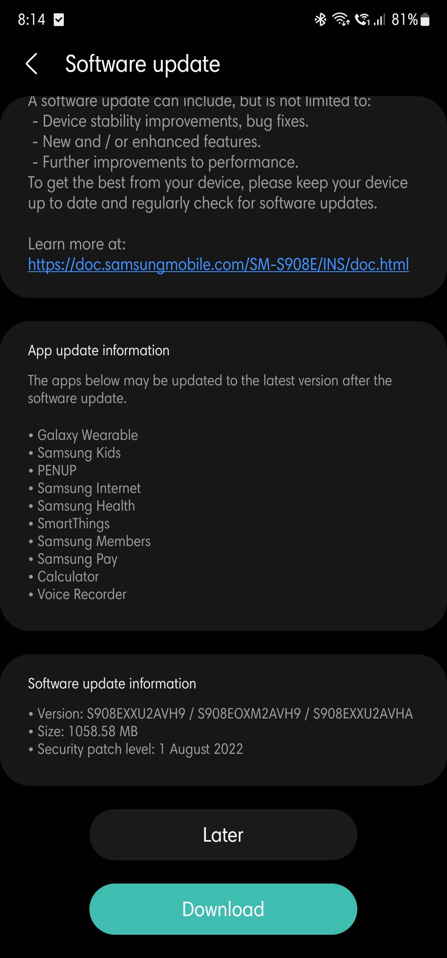 S22U new update - Samsung Members