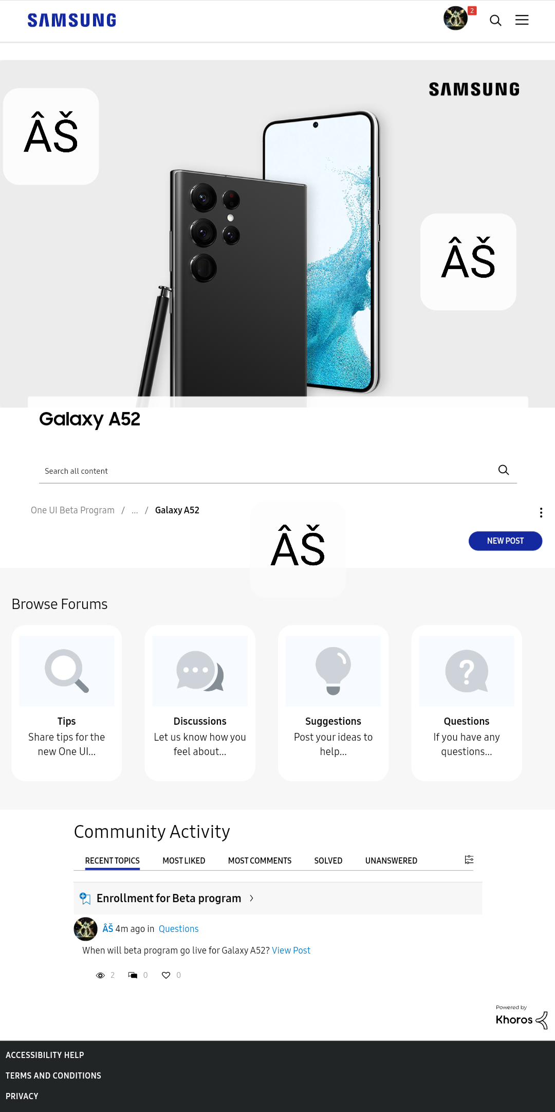 A52 One UI5 beta forum - Samsung Members
