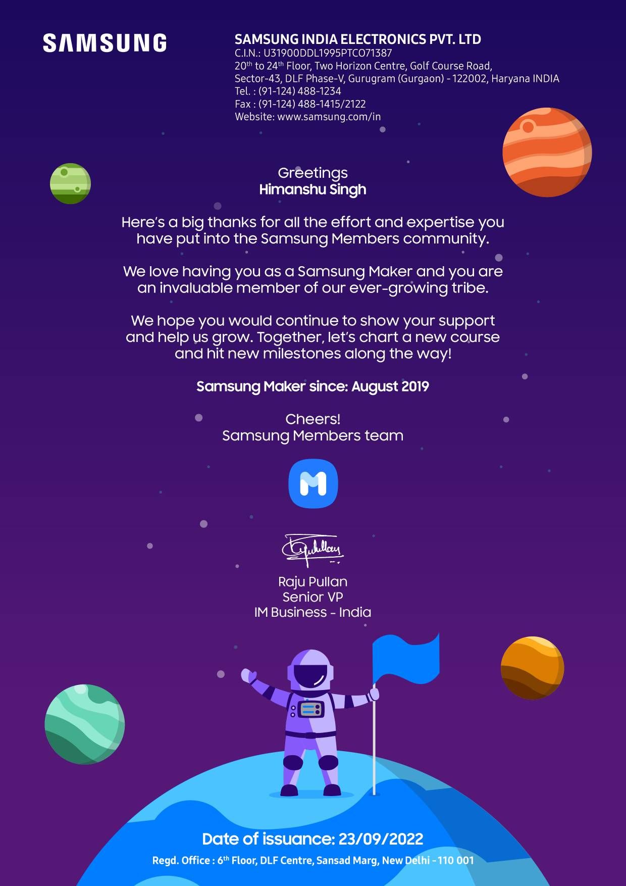 Thank You Samsung India - Samsung Members