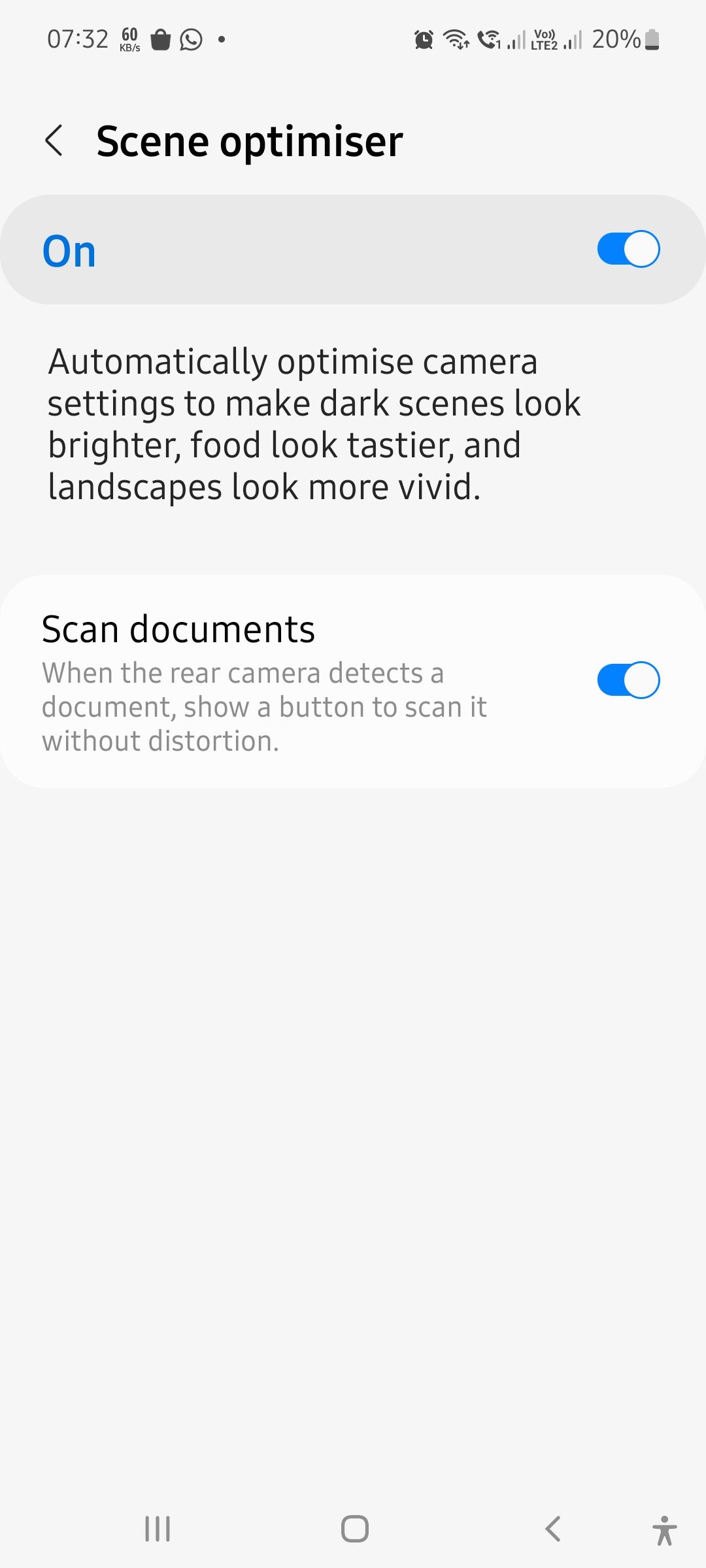 Camera scene optimiser note showing in camera - Samsung Members