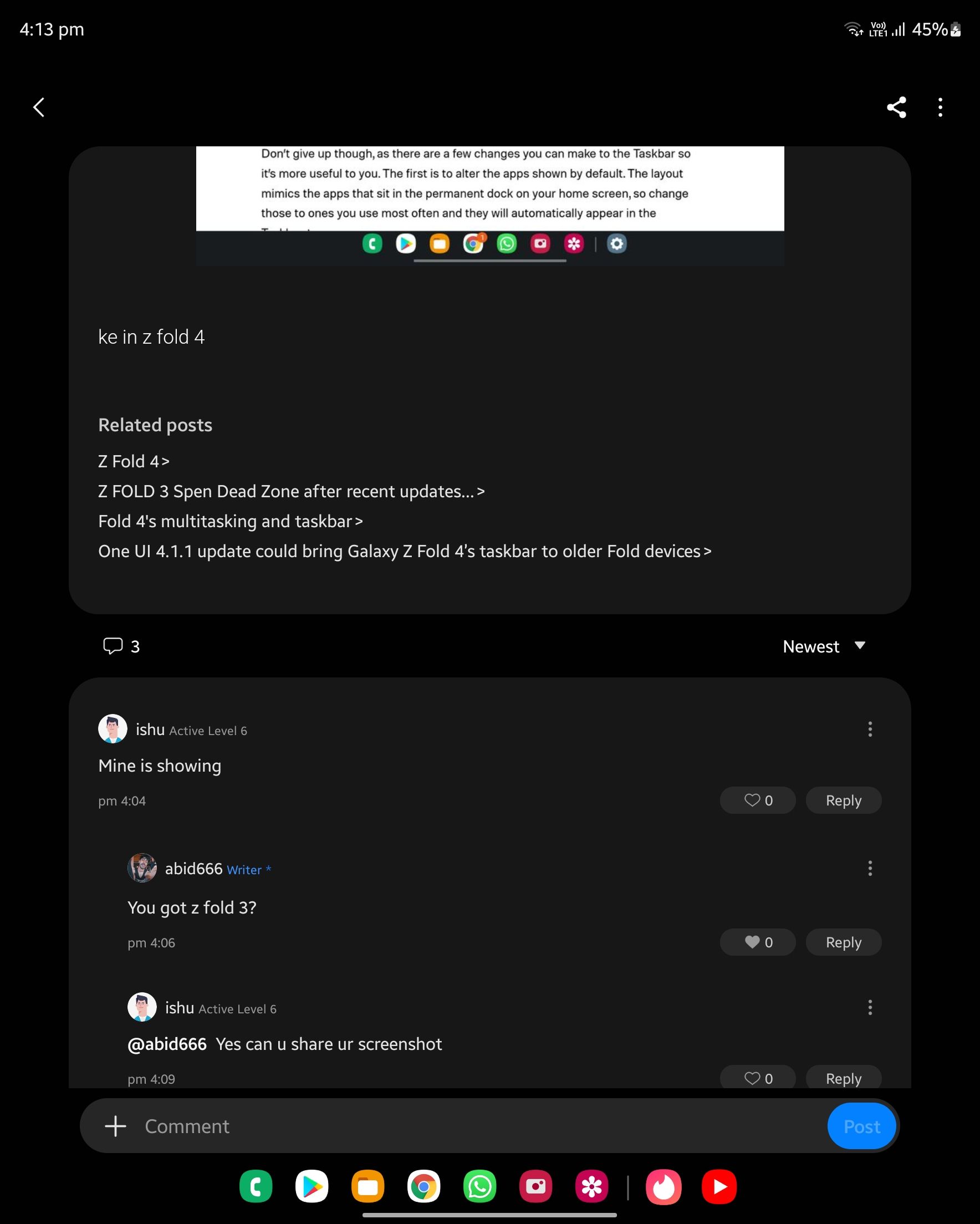 Z fold 3 taskbar - Samsung Members
