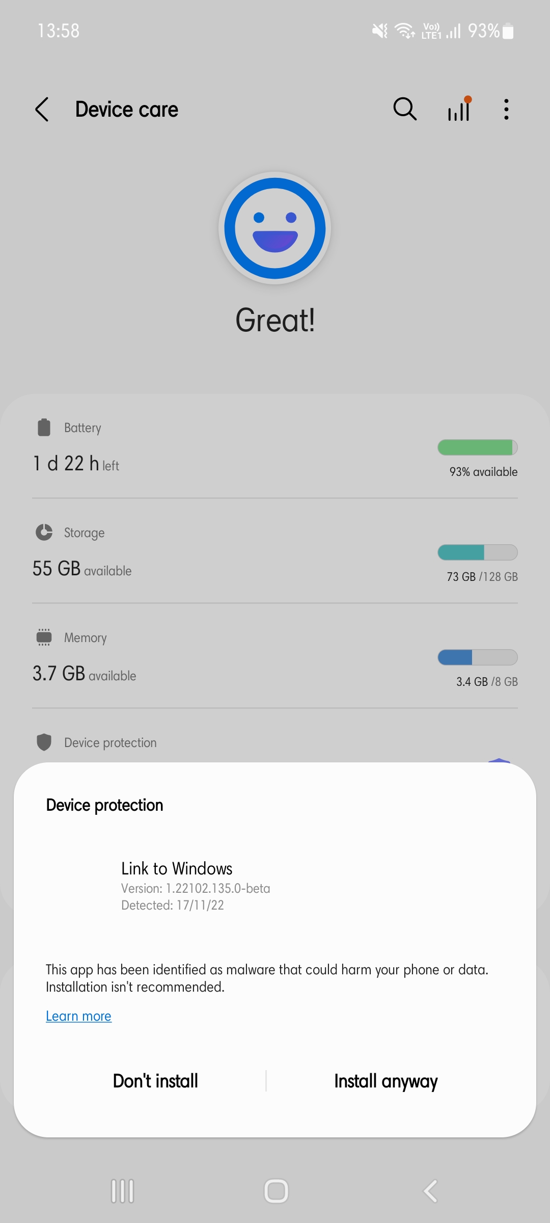 Bug in Android 12 One Ui 4.1 *"Link to Windows"* - Samsung Members