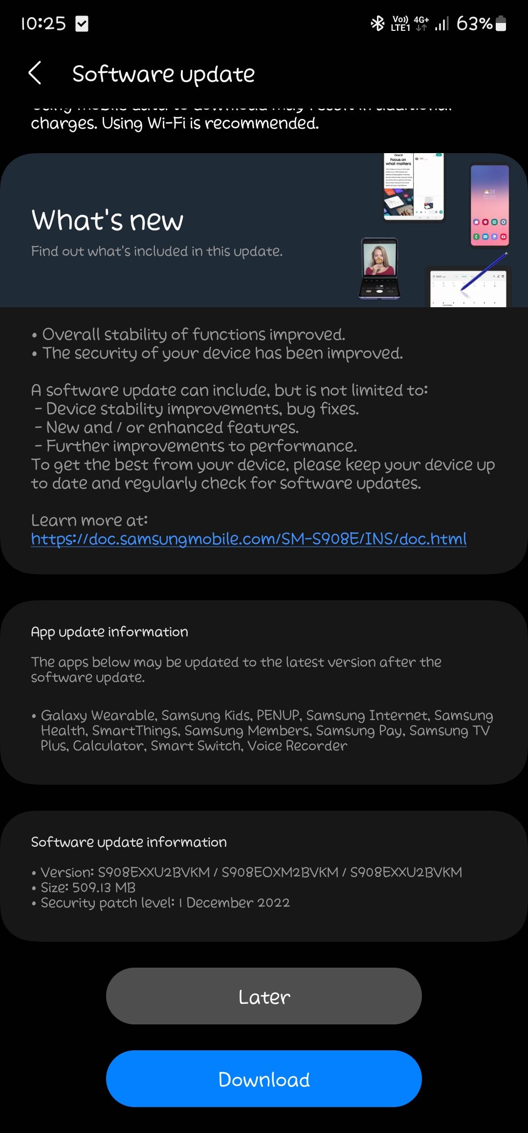 Galaxy s22 ultra December security update availabl... - Samsung Members