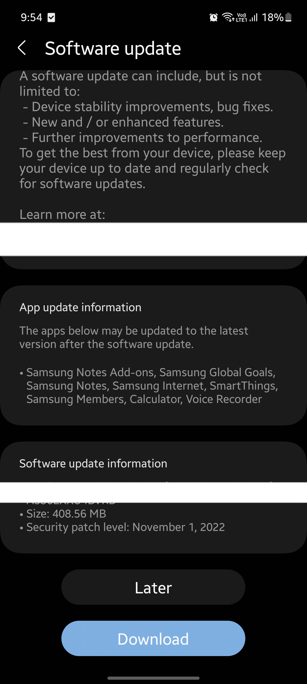 Software update (security patch of November 2022) - Samsung Members
