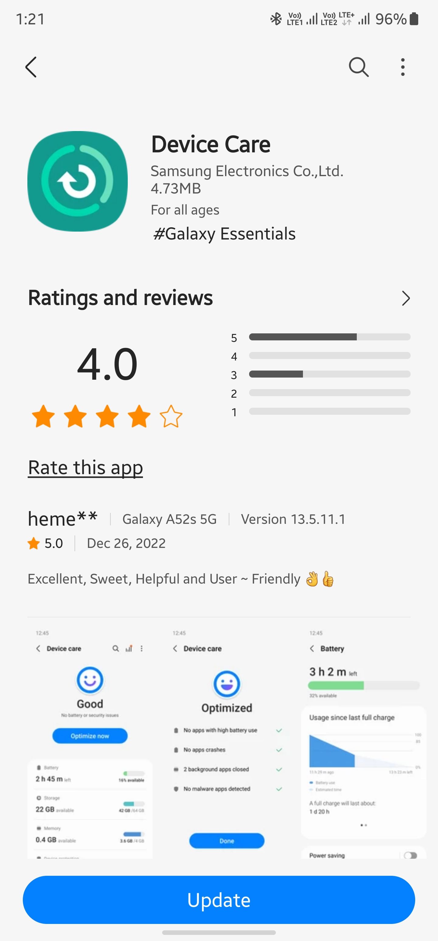 Device care update available - Samsung Members