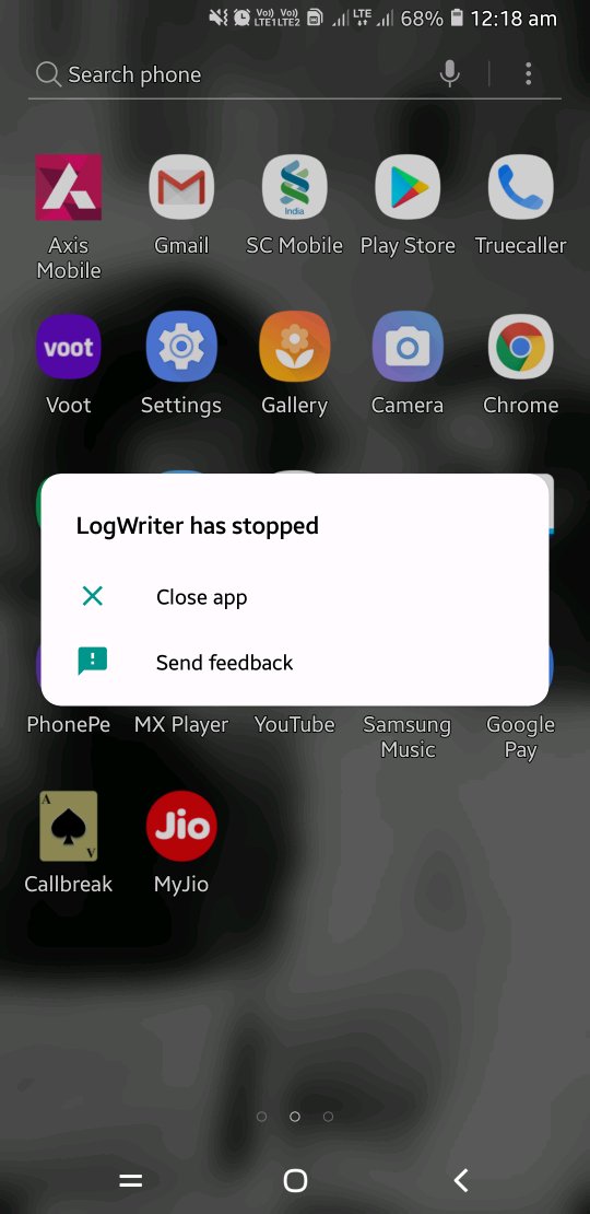 Logwriter has stopped! - Samsung Members