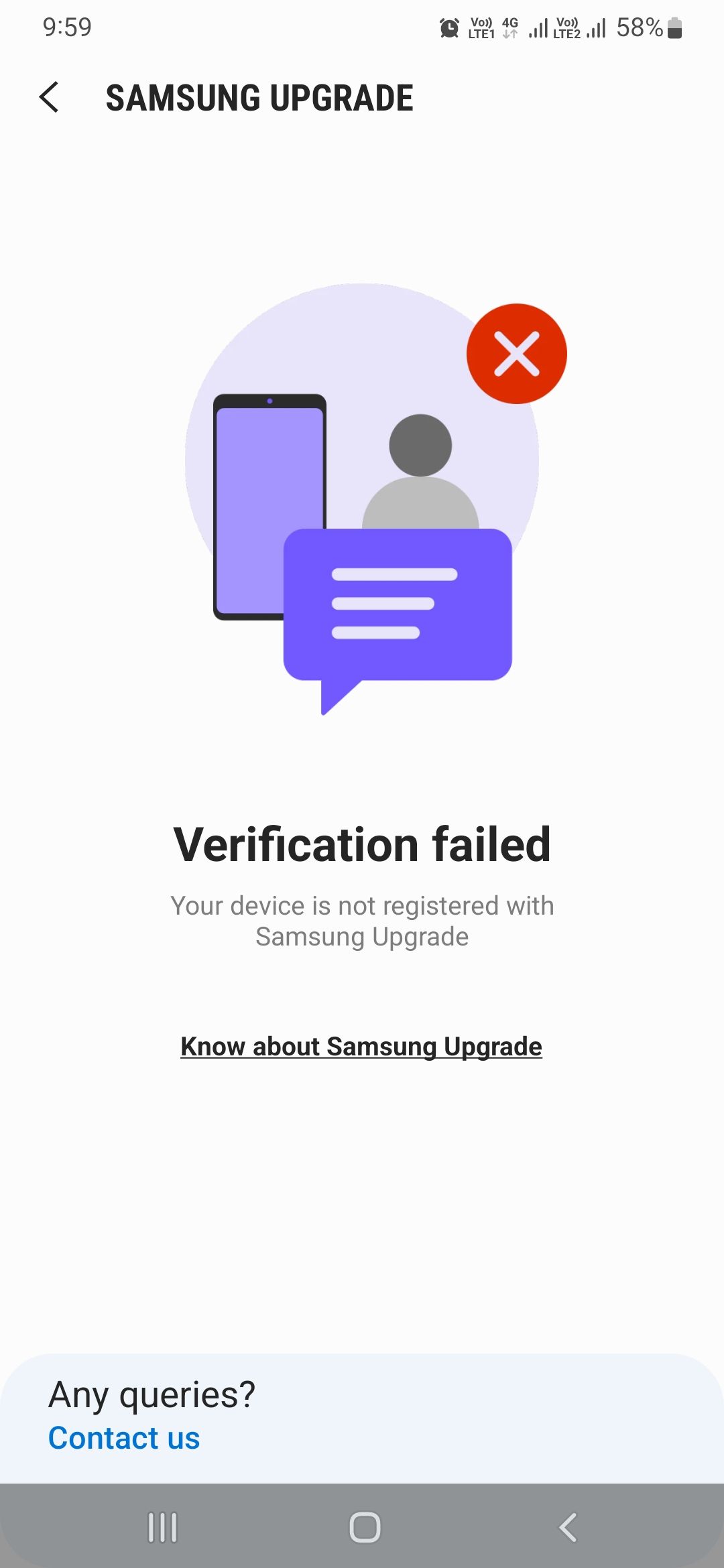 Verification failed! Your device is not registered... - Samsung Members
