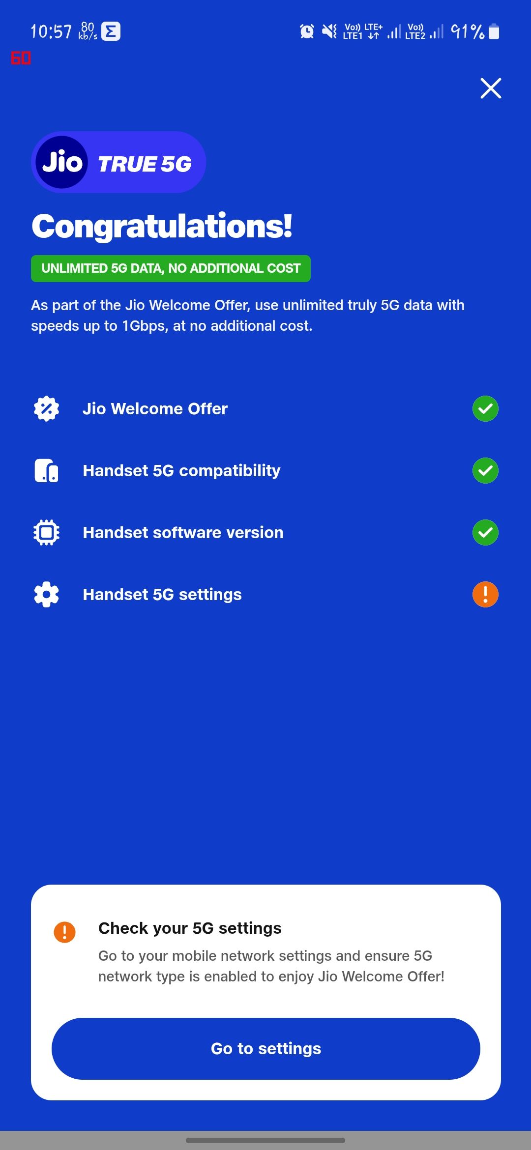 Solved: Jio 5 Welcome offer received but still showing Han... - Samsung ...