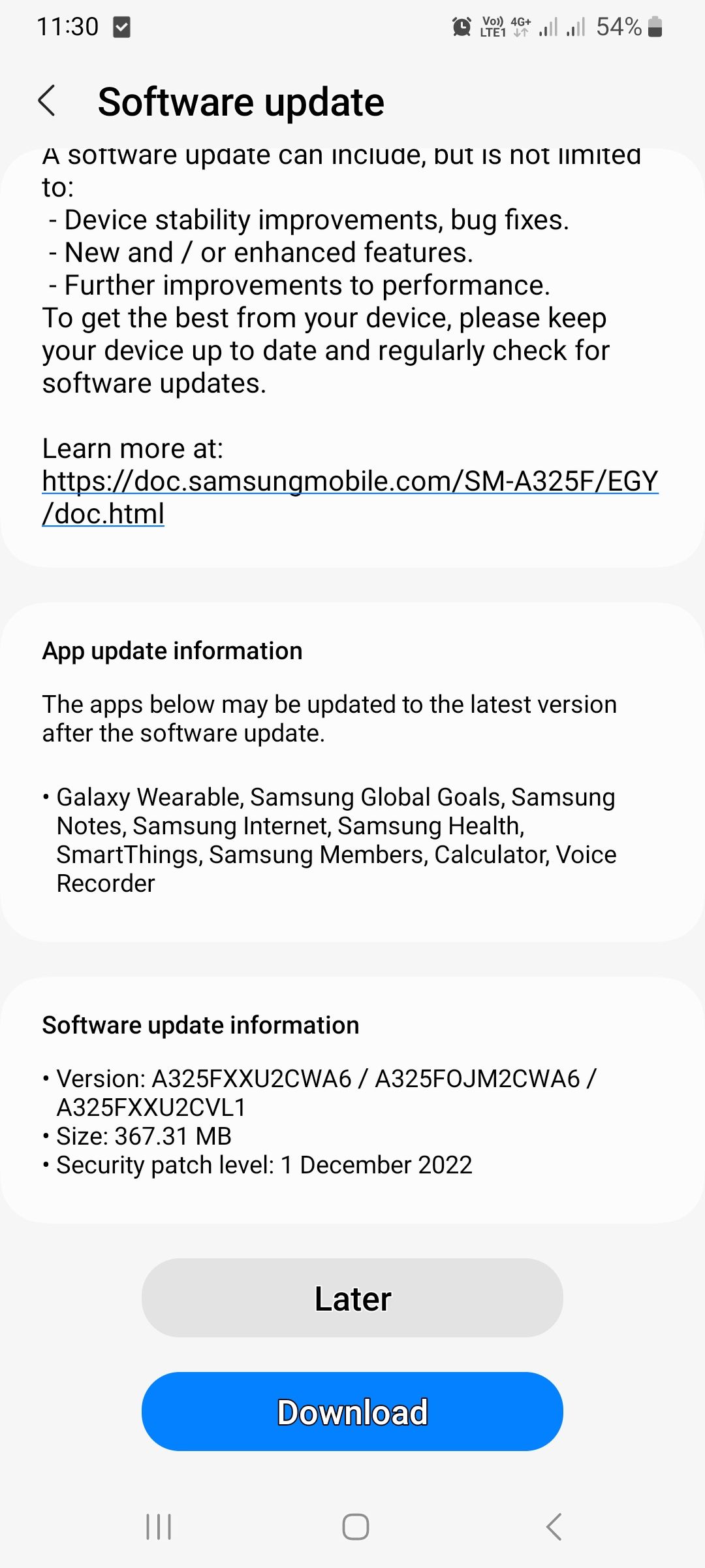 Samsung Galaxy A32 Update security patch December - Samsung Members