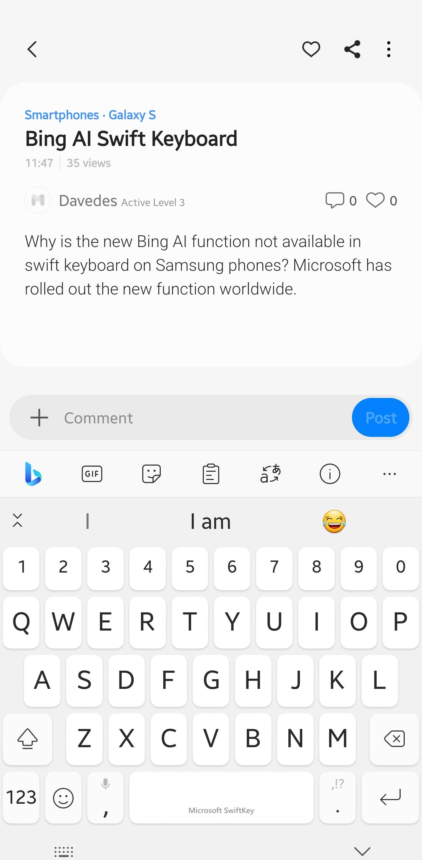 Bing AI Swift Keyboard - Samsung Members