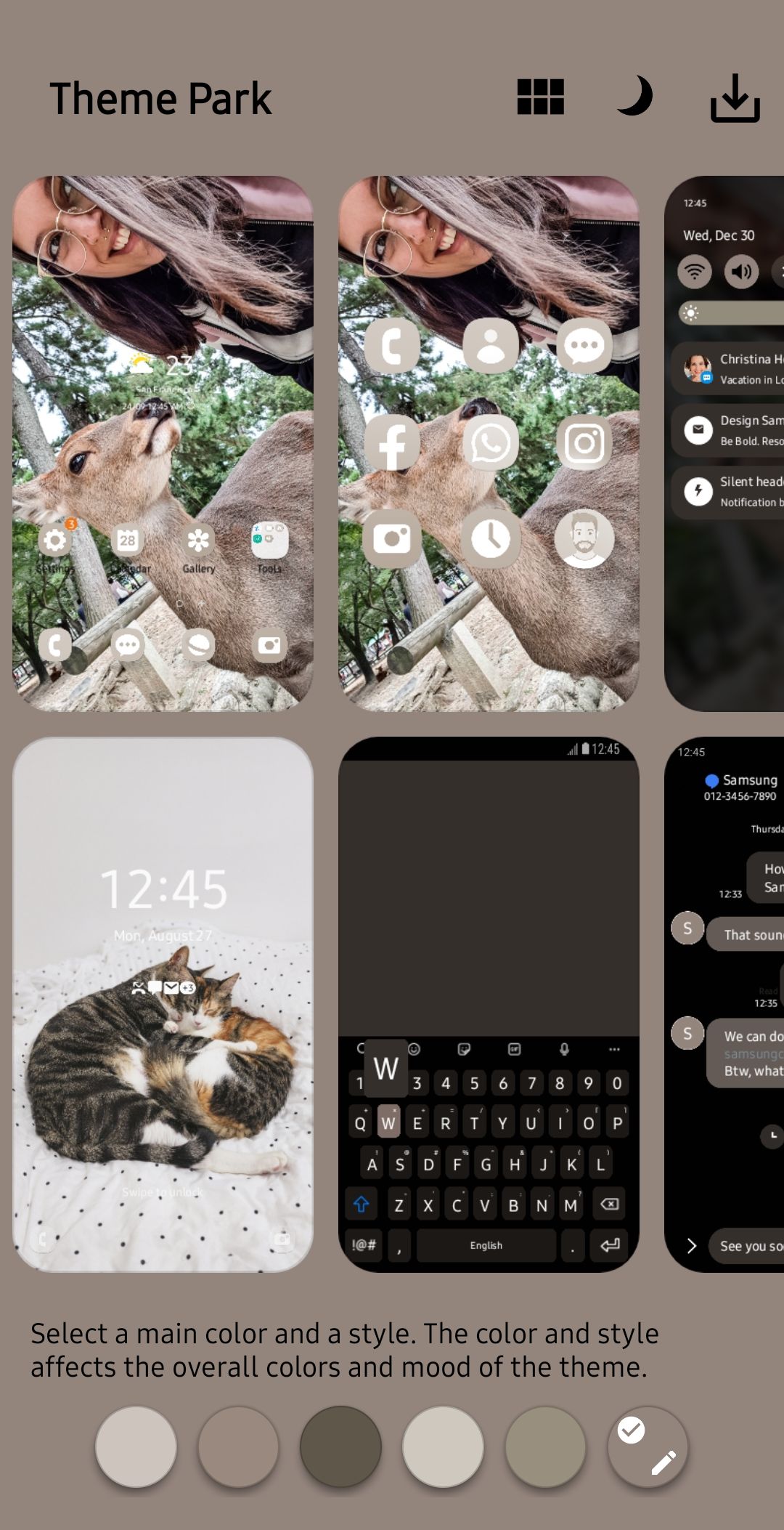 בחירת כל צבע ללוח צבעים Color Palette - Samsung Members
