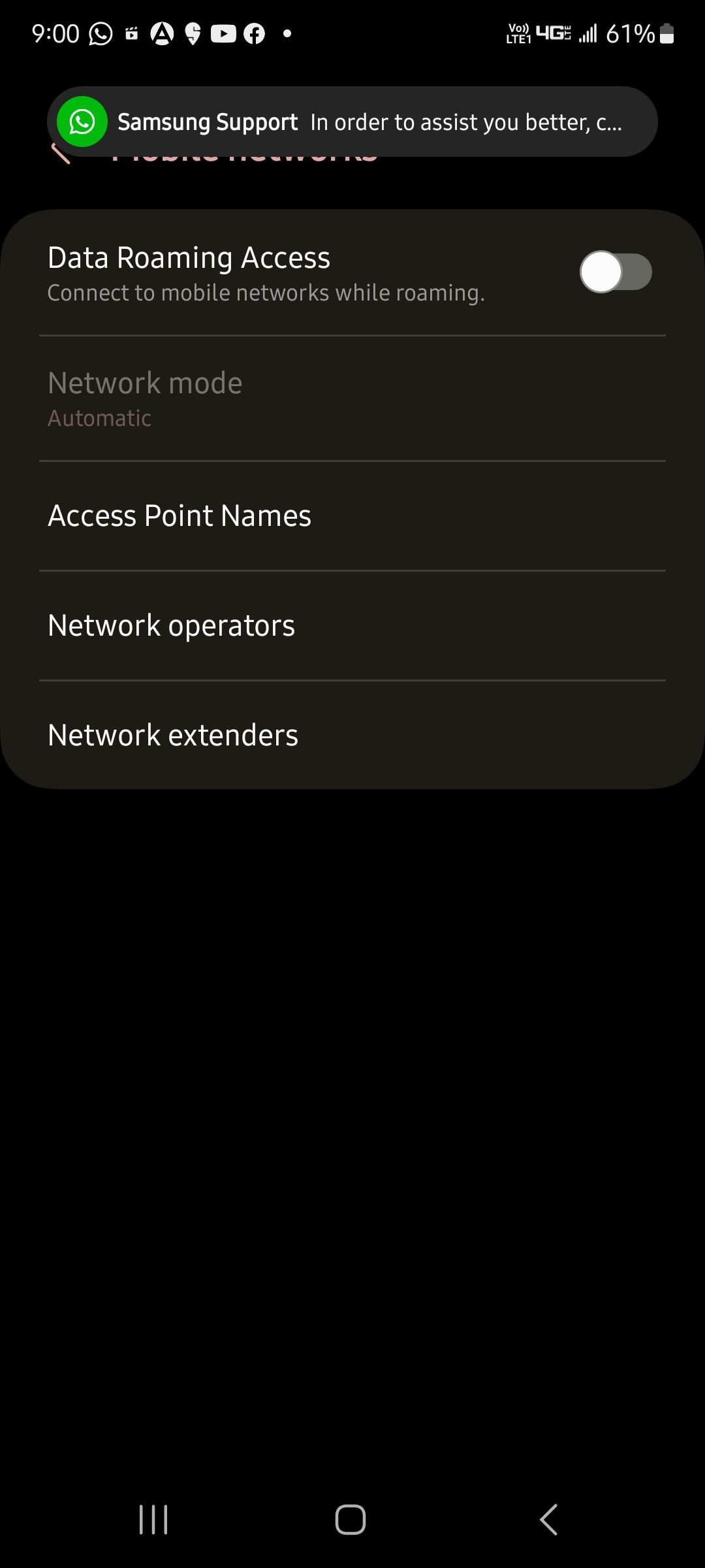 Unbale to select network mode - Samsung Members