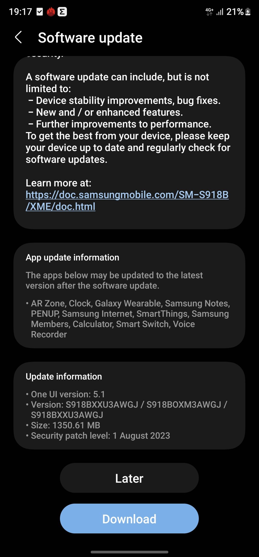 S23 Ultra big August update - Samsung Members