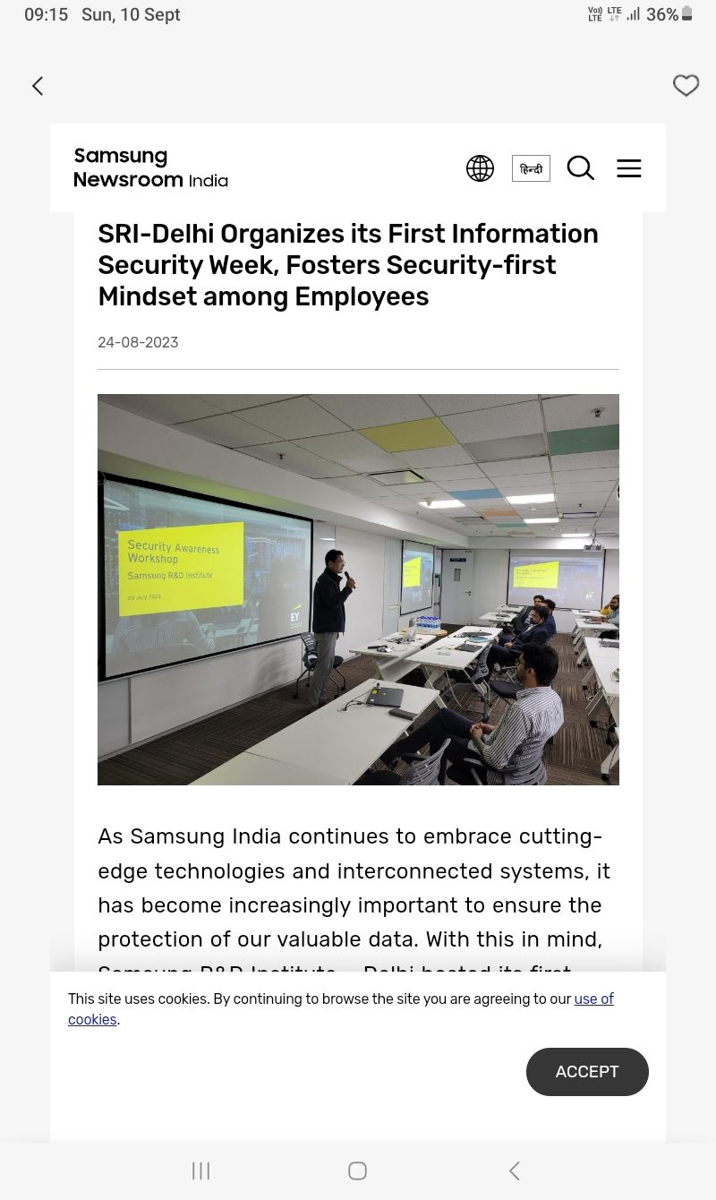 The first Information Security week in Delhi - Samsung Members
