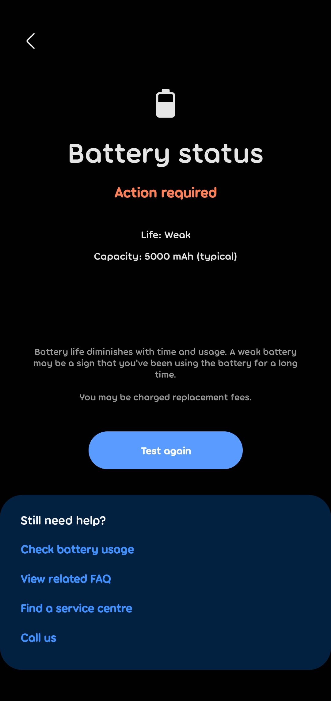 Showing weak battery in members app - Samsung Members