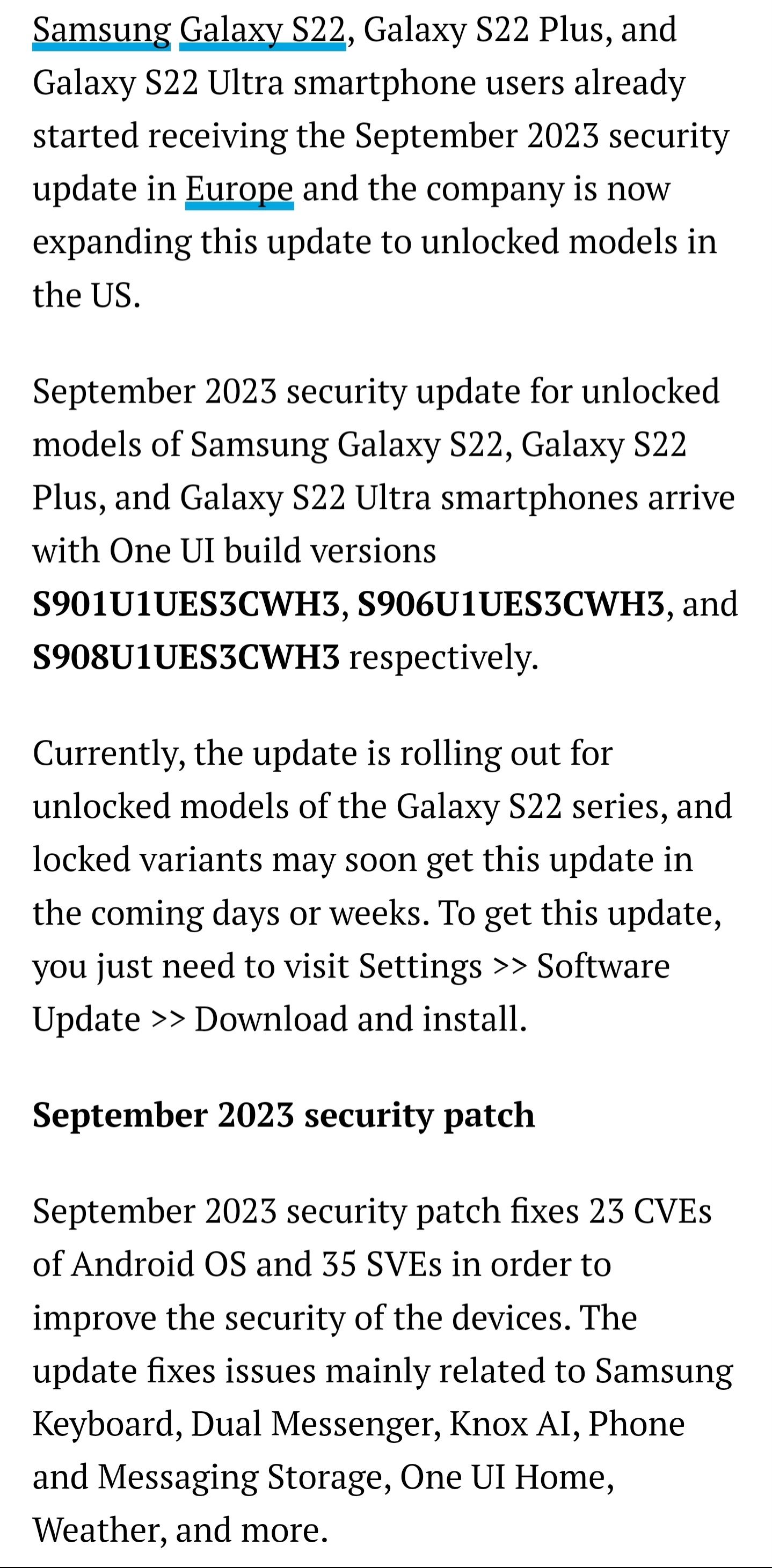 S22 Series - September Security Update - Samsung Members