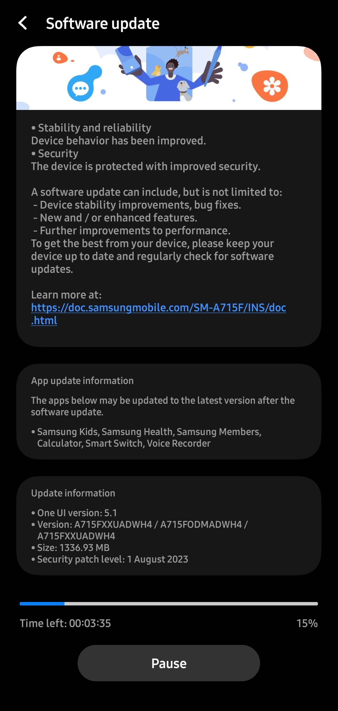 Samsung galaxy A71 August Security update - Samsung Members
