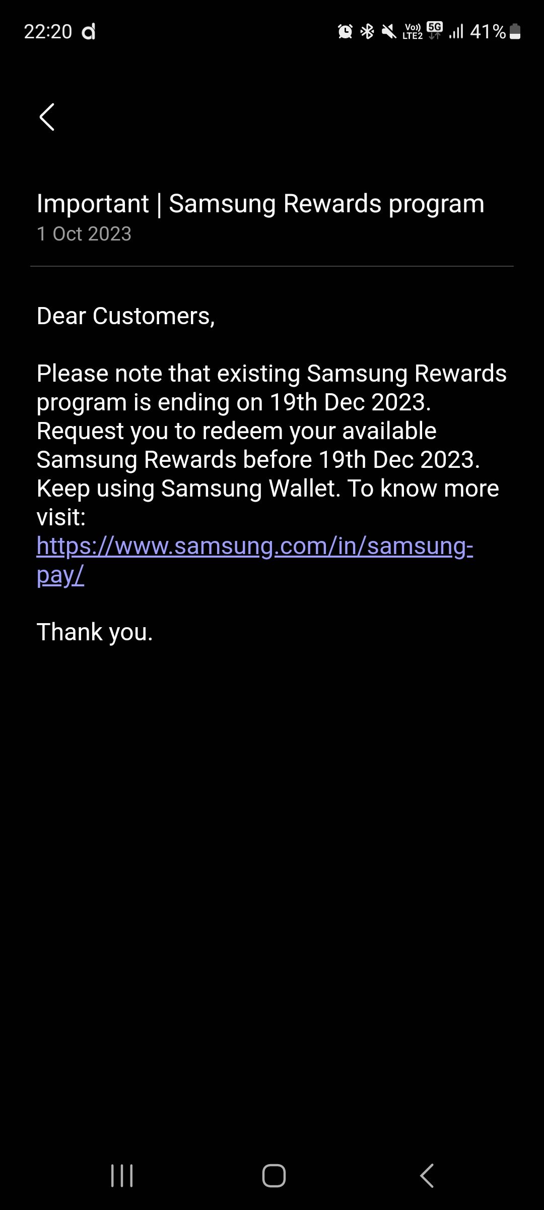 Samsung rewards are closing 19th Dec 2023 - Samsung Members