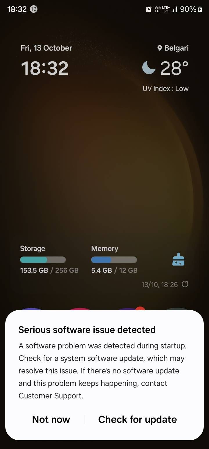 Serious software issue detected - Samsung Members