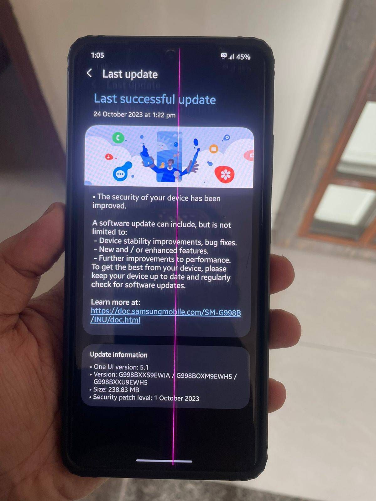 S21 ultra green or pink line after the october sec... - Samsung Members
