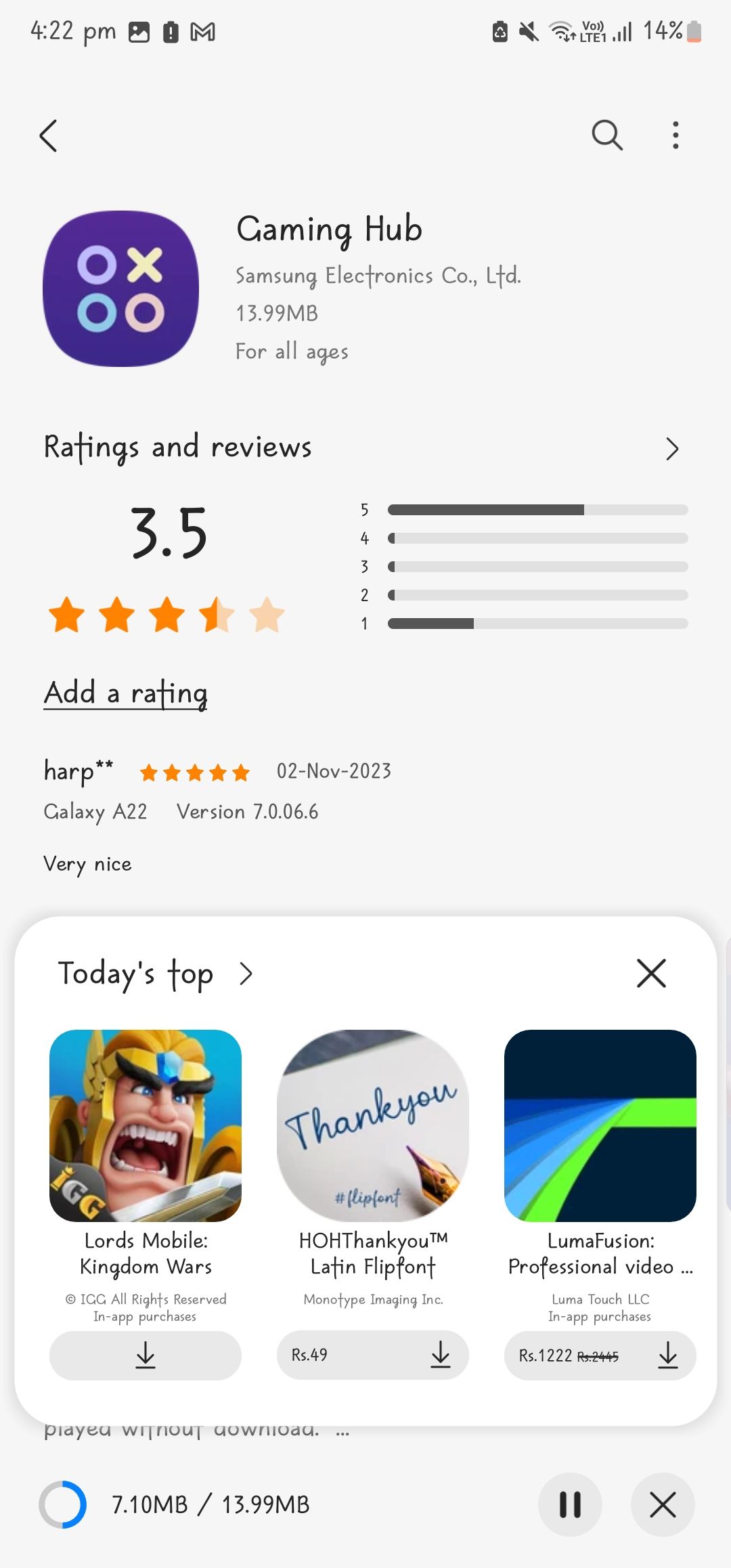 Gaming hub app update - Samsung Members