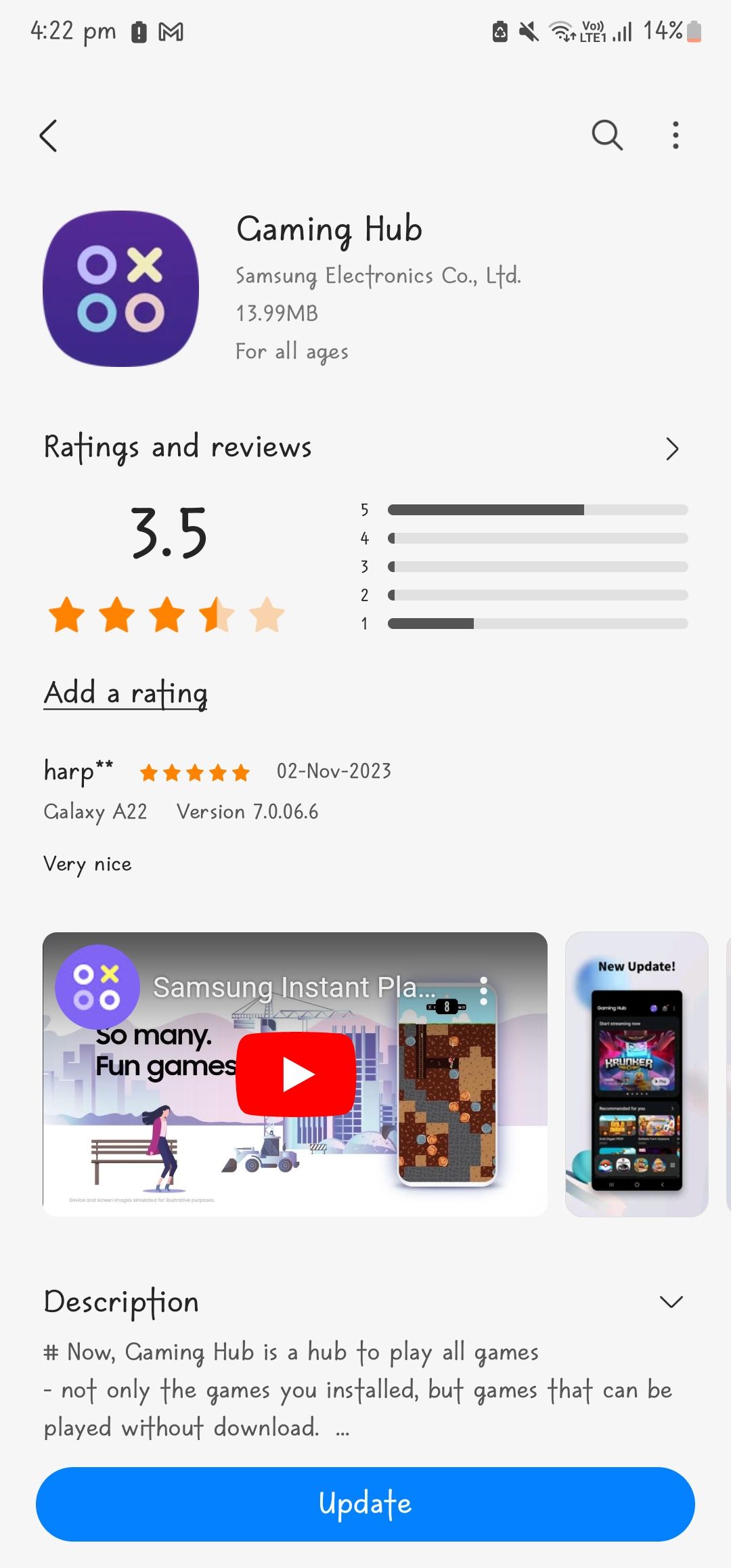 Gaming hub app update - Samsung Members