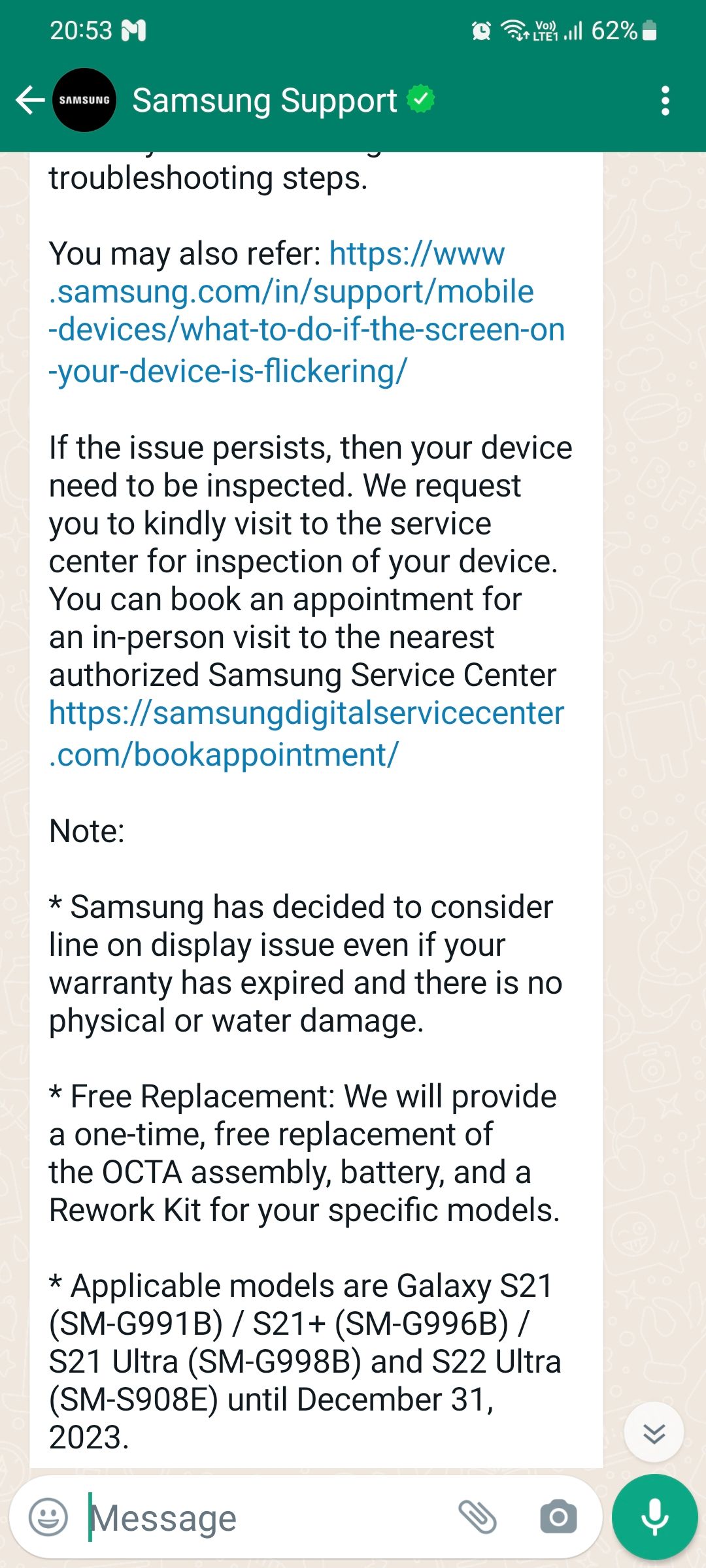 Display error in S21 ultra 5g (showing #green line... - Samsung Members